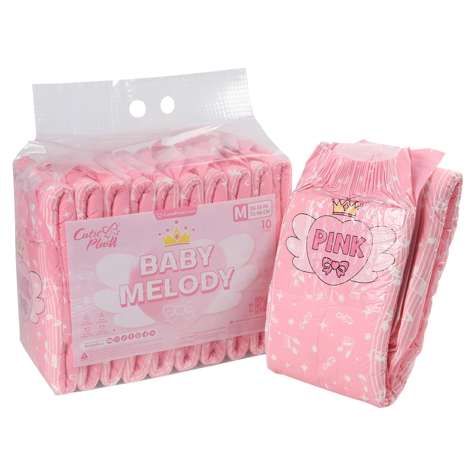 CutiePlusU Adult Diapers 10 Pieces, Incontinence Briefs with Tabs for ...