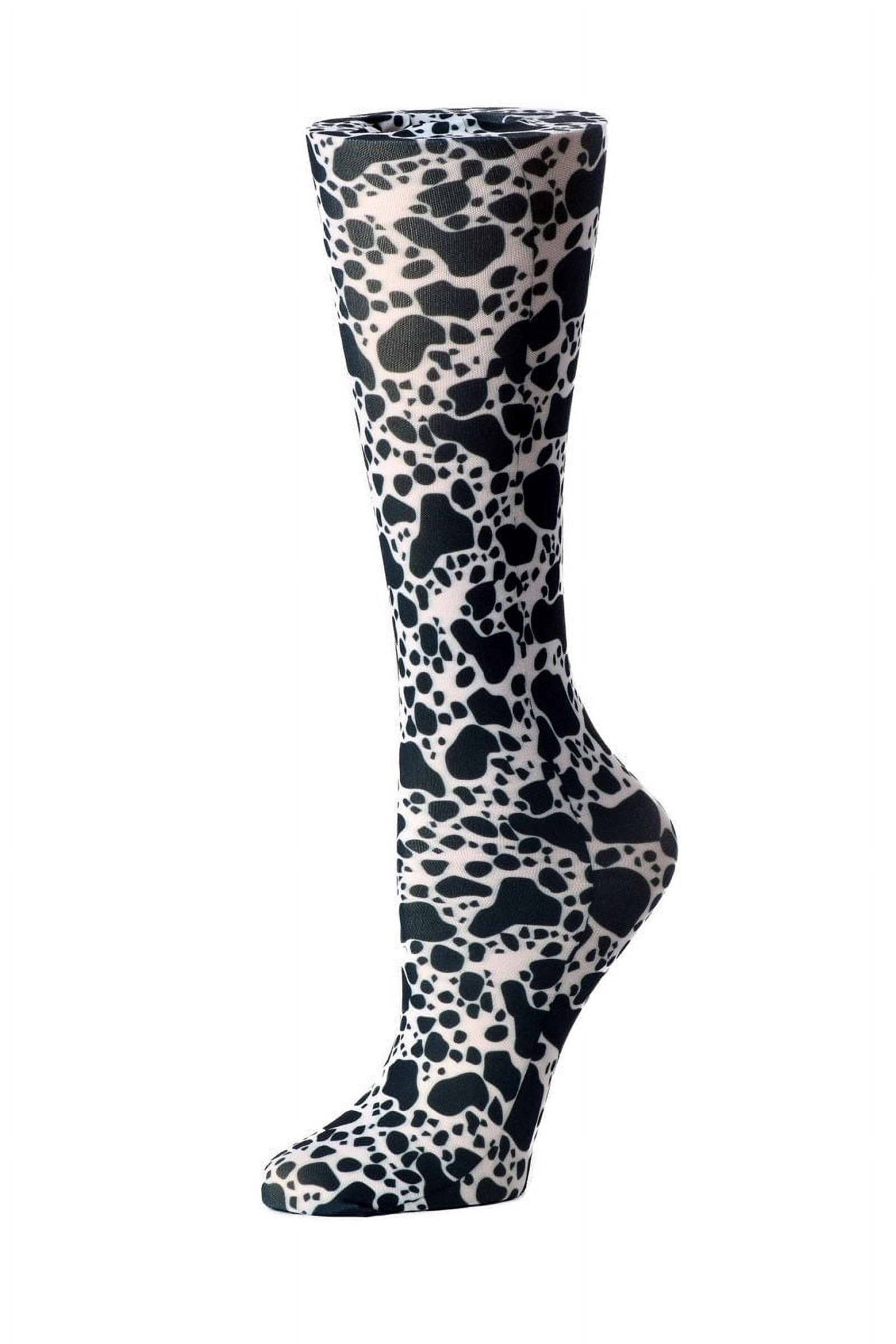 Cutieful Compression Socks Animal Prints Wide Calf Color: Cow, Size: OS ...
