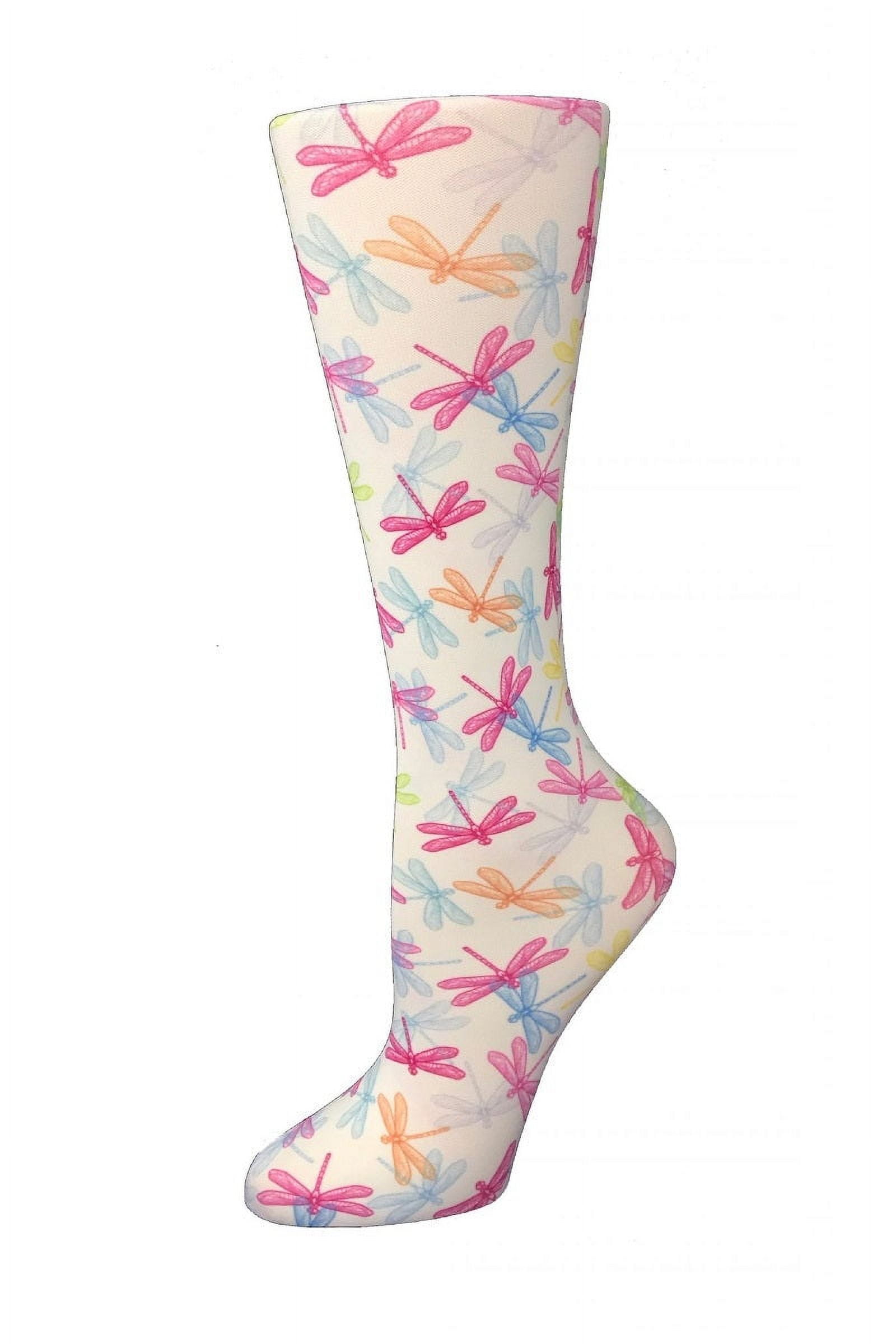 Cutieful Animal Print Compression Socks, Wide Calf, Dragonflies Design ...