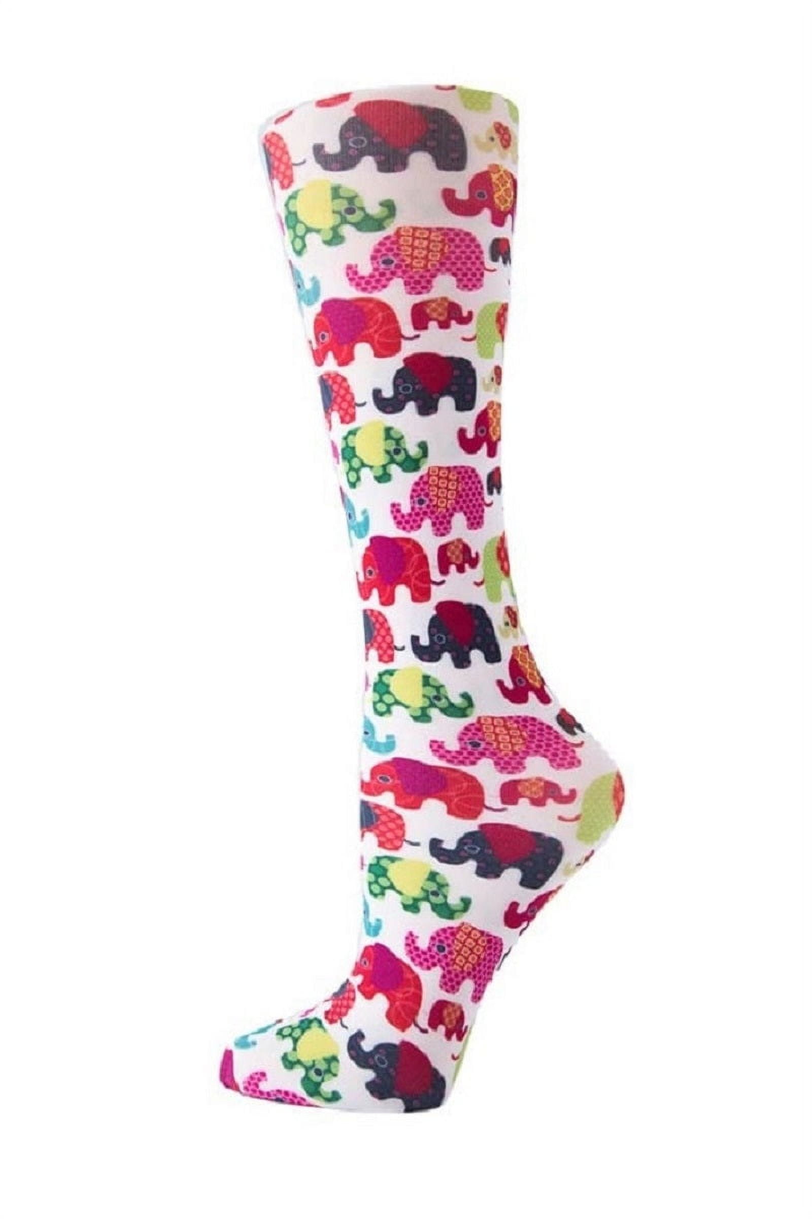 Cutieful Compression Socks Animal Prints Wide Calf Color: Elephants ...