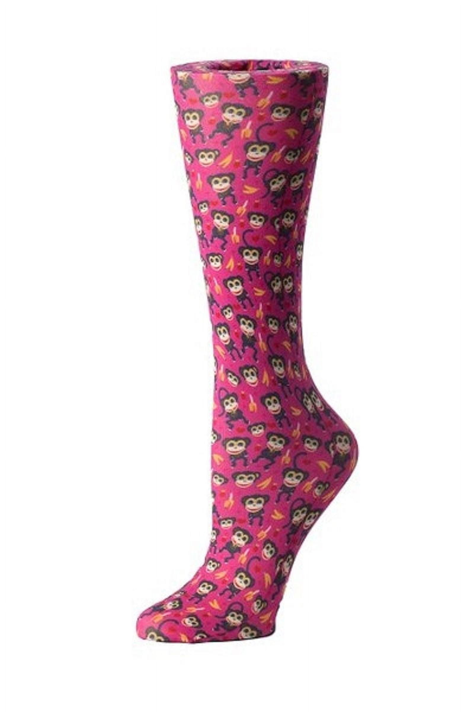 Cutieful Compression Socks Animal Prints Wide Calf Color: Pink Monkeys ...