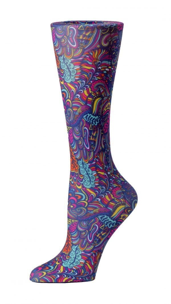 Cutieful Compression Socks Prints Wide Calf Color: Abstract Flowers ...