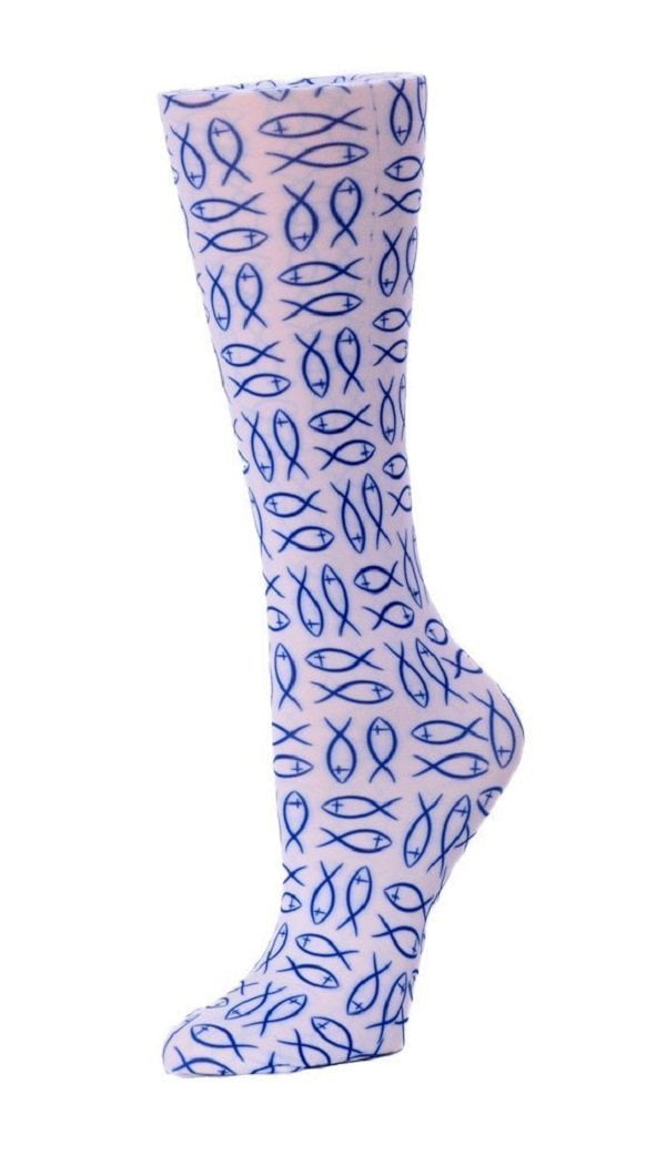 Cutieful Compression Socks Prints Wide Calf Color: Christian Fish, Size ...
