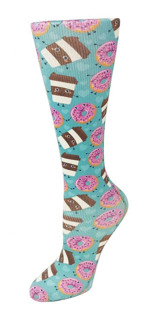 Cutieful Compression Socks Prints Wide Calf Color: Coffee and Donuts ...