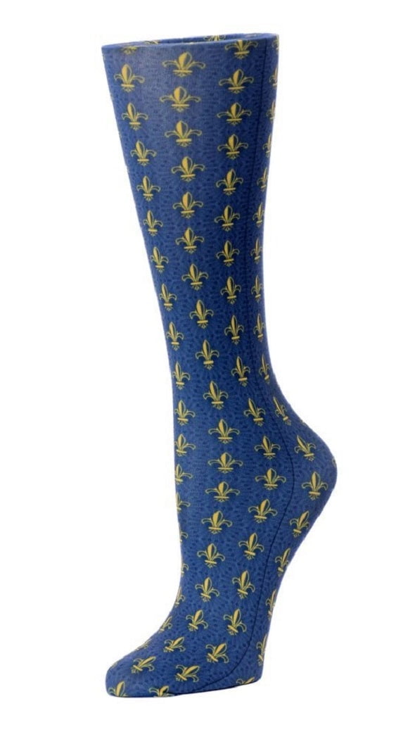 Cutieful Compression Socks Prints Wide Calf Color: Fleur de Lis, Size ...