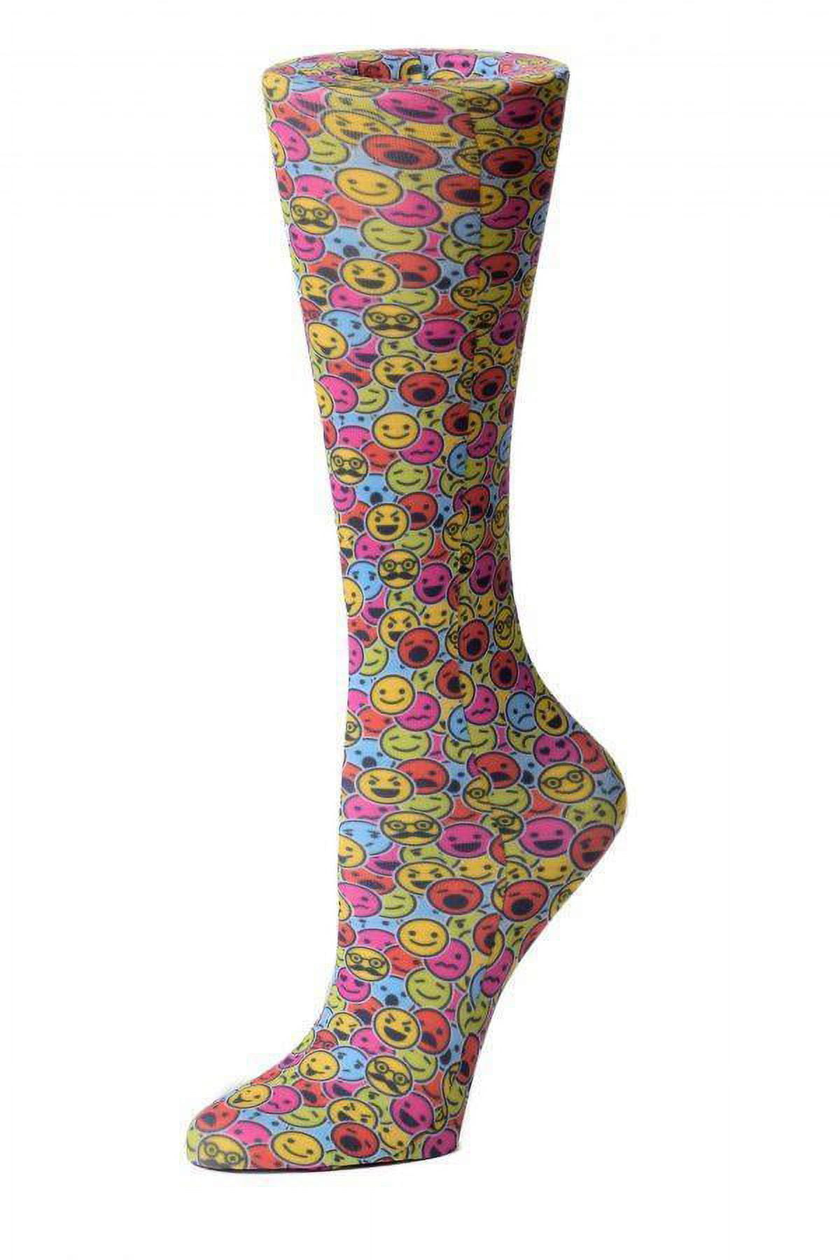 Cutieful Compression Socks Prints Wide Calf Color: Smiley Faces, Size ...