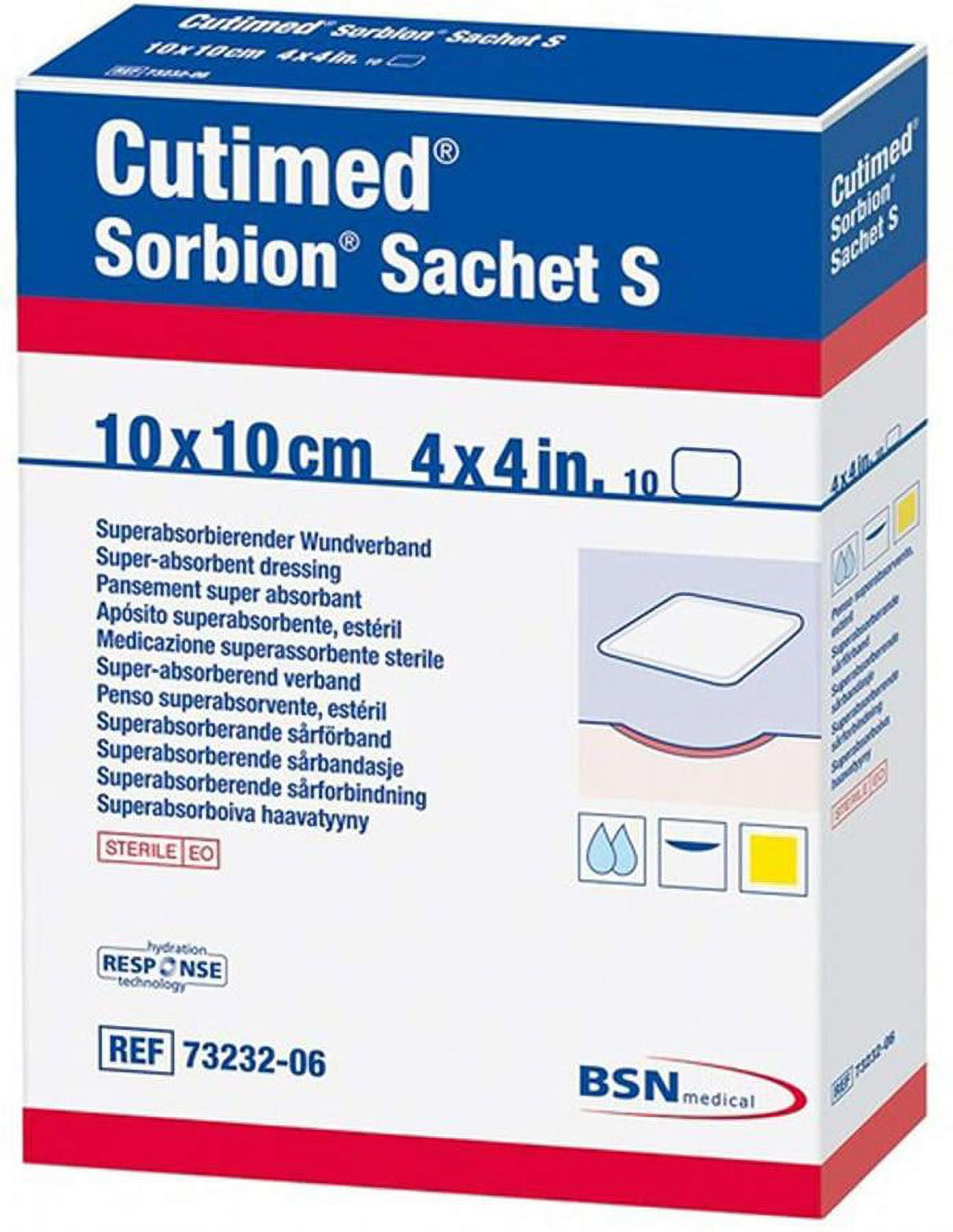Cutimed Sorbion Sachet S Dressing - Cellulose/Gel Forming Polymer, 4 ...