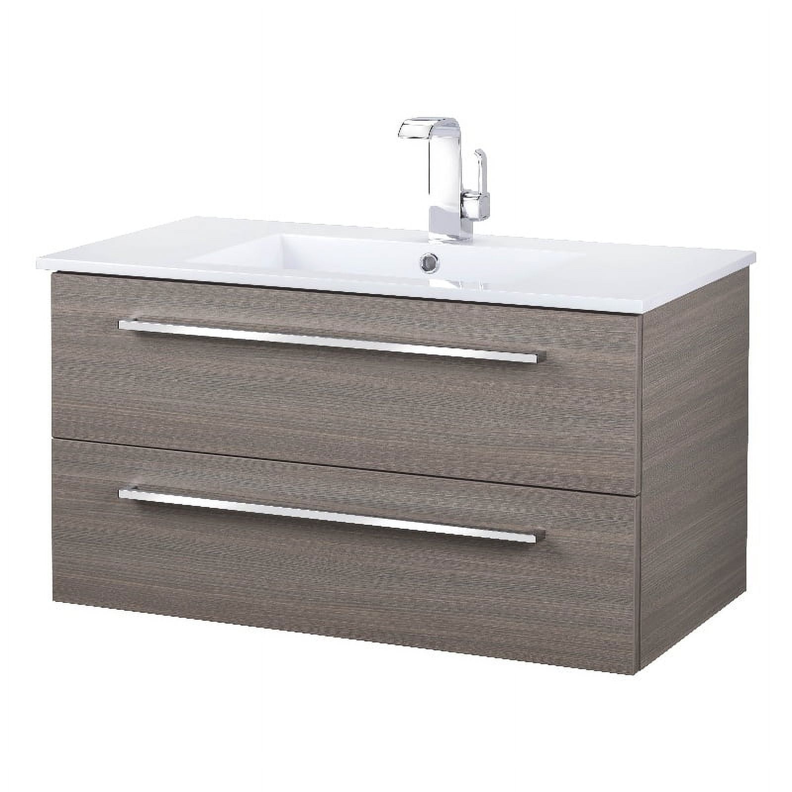 Cutler Kitchen and Bath Silhouette 36" Wood/Marble Bathroom Vanity in Aria Oak - Walmart.com