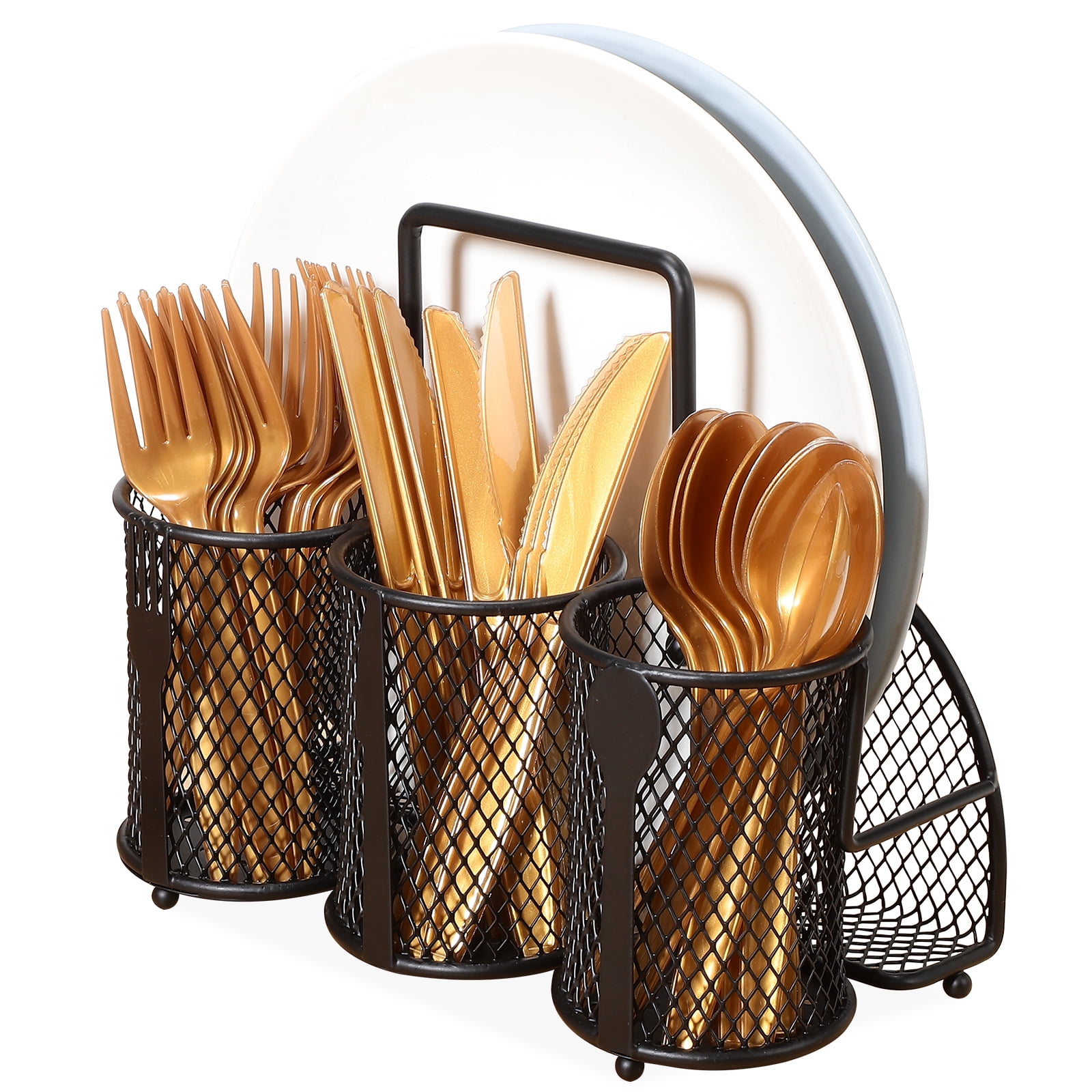 Cutlery Holder Cooking Utensil Canister Metal Outdoor Picnic Tableware ...