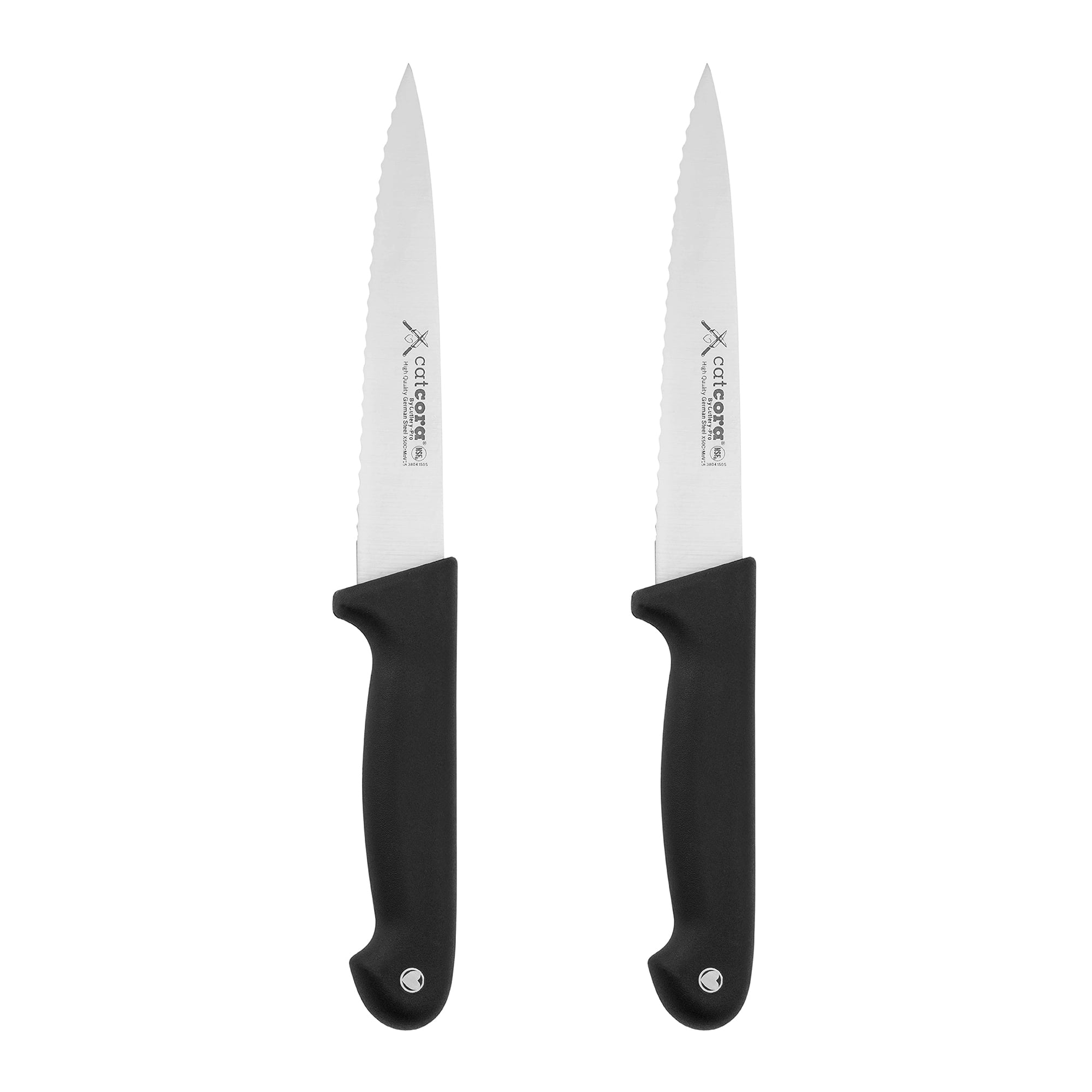 Cutlery-Pro Serrated Utility Knife, Cat Cora Approved, NSF, German Steel, 4-Inch Blade, Set of 2 ...