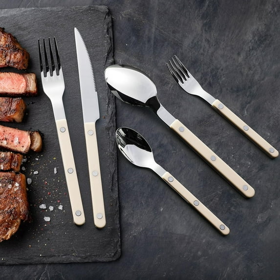 Cutlery Set of 20, 18/8 Stainless Steel Flatware, Modern Silverware for ...