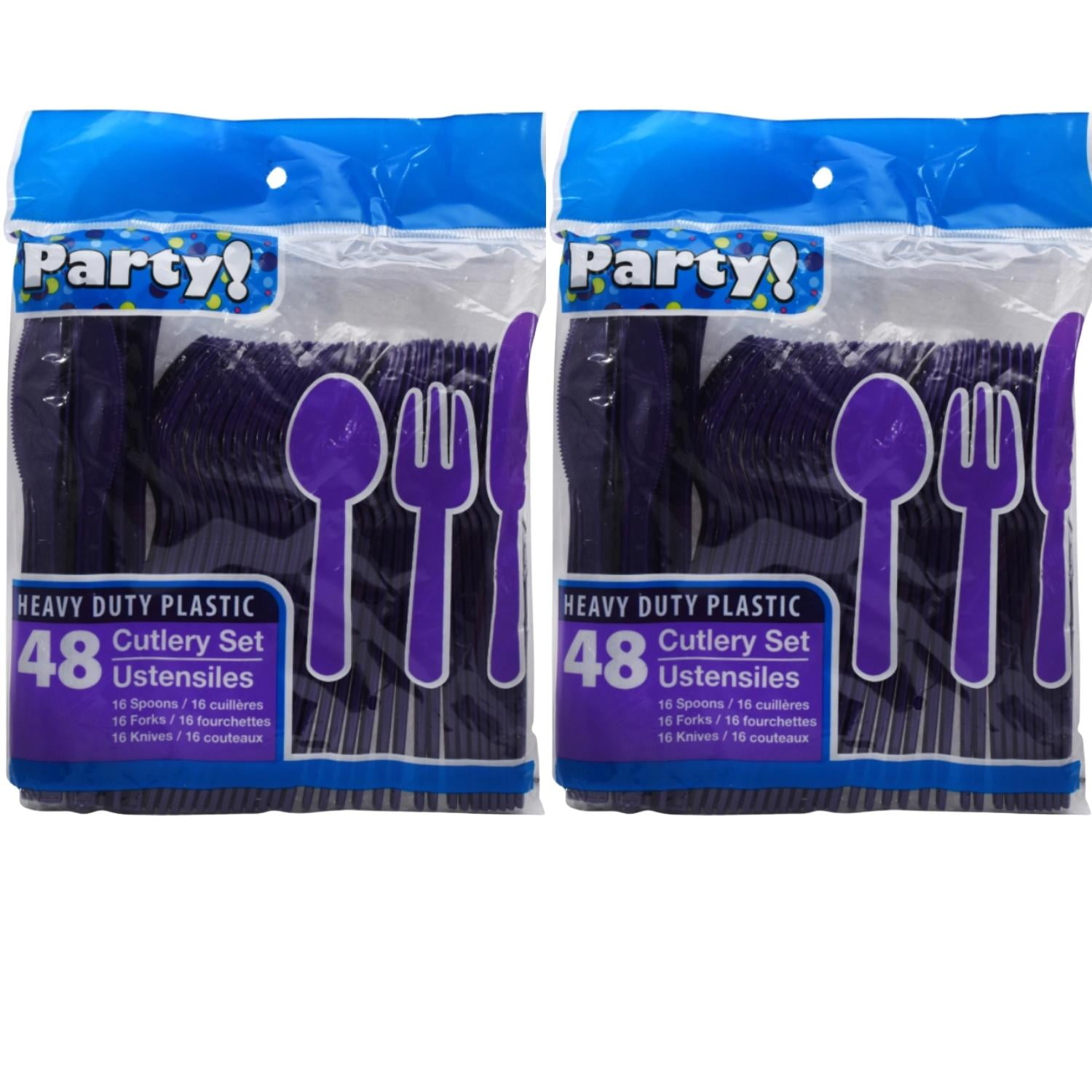 Walmart Reusable Purple Cutlery Set - 32 Spoons, 32 Forks, 32 Knives ...