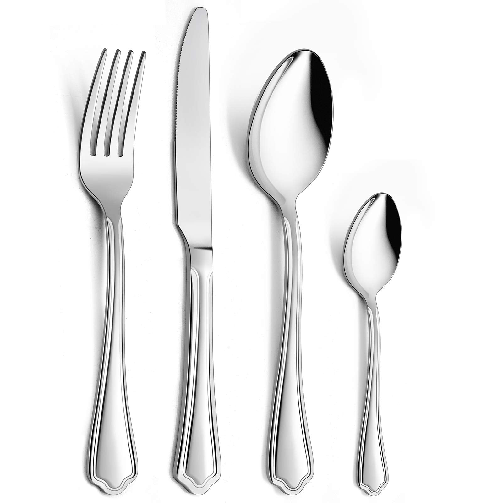 Cutlery Sets, Stainless Steel 32 Piece Cutlery Set Include Metal Fork ...