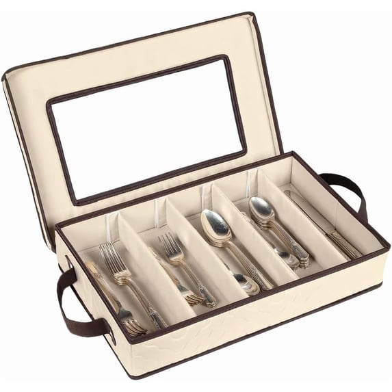 Flatware Storage Case - Durable 5 Compartment Silverware Storage ...