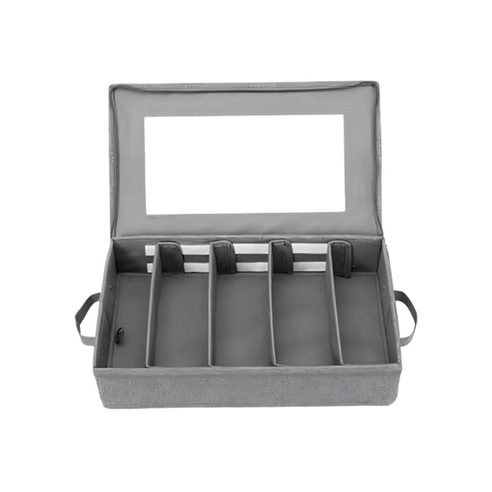 Cutlery Storage Box with Adjustable Dividers, Linen-like Fabric ...