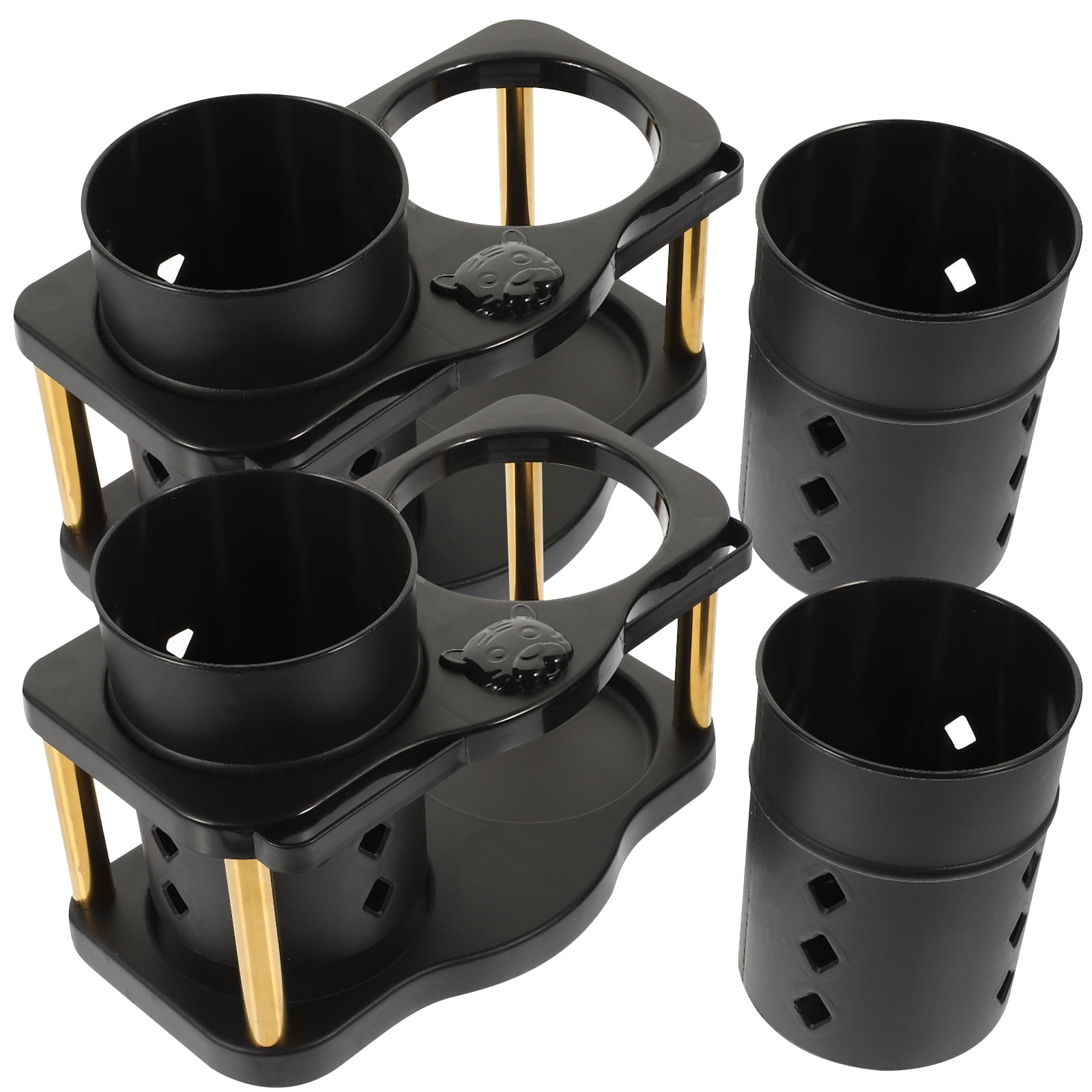 Cutlery Storage Container 2 Pcs Black Kitchen Decor Utensils Metal ...