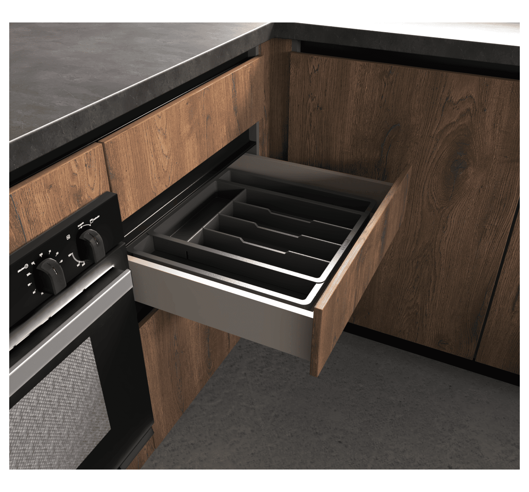 Cutlery Tray Organizer, Adjustable Kitchen Drawer Dividers - Grey ...