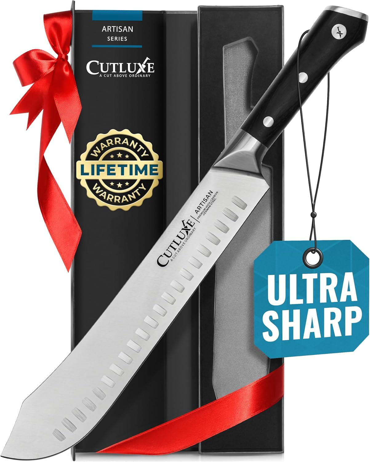 Cutluxe Butcher Knife – 10″ Bullnose Carving Knife, Forged High Carbon ...