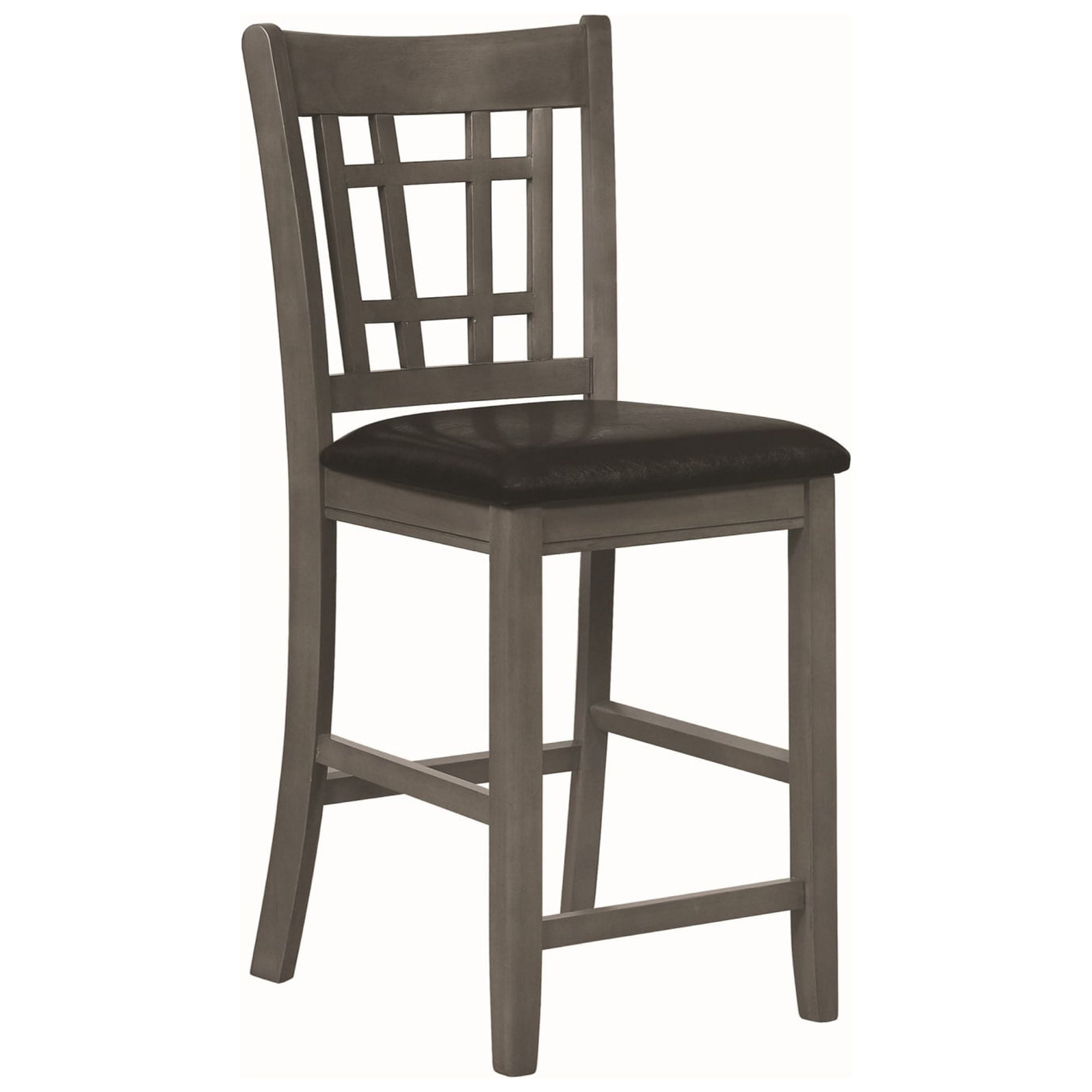 Cutout Back Wooden Counter Height Chair with Leatherette Seat, Gray and ...