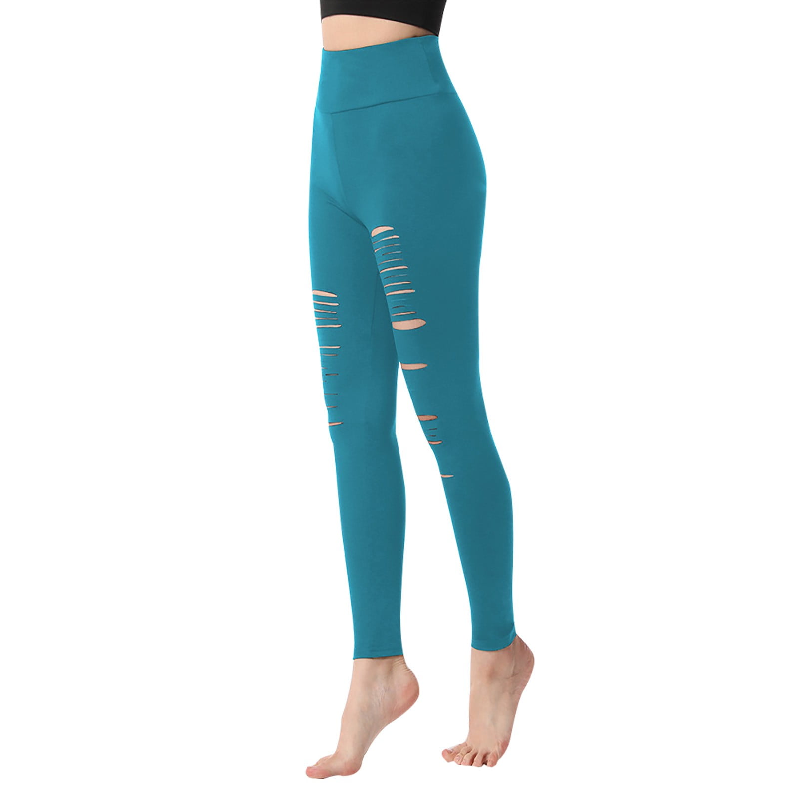 Cutout Ripped Legging for Women - High Waist Tummy Control Yoga Pants ...