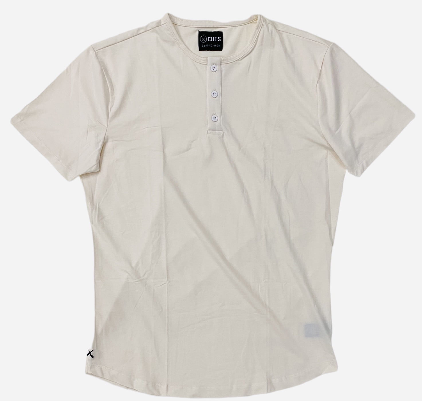 Cuts Clothing Men's Curve Hem Henley 4 Way Stretch Tee T-Shirt (XX ...