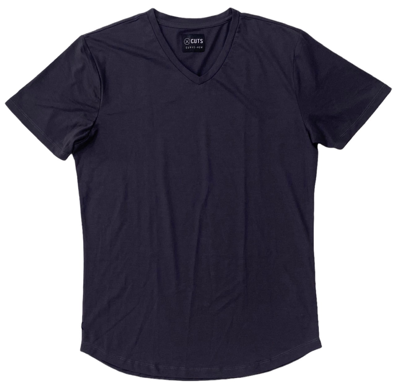 Cuts Clothing Men's Curve Hem V-Neck 4 Way Stretch Tee T-Shirt (X-Large ...