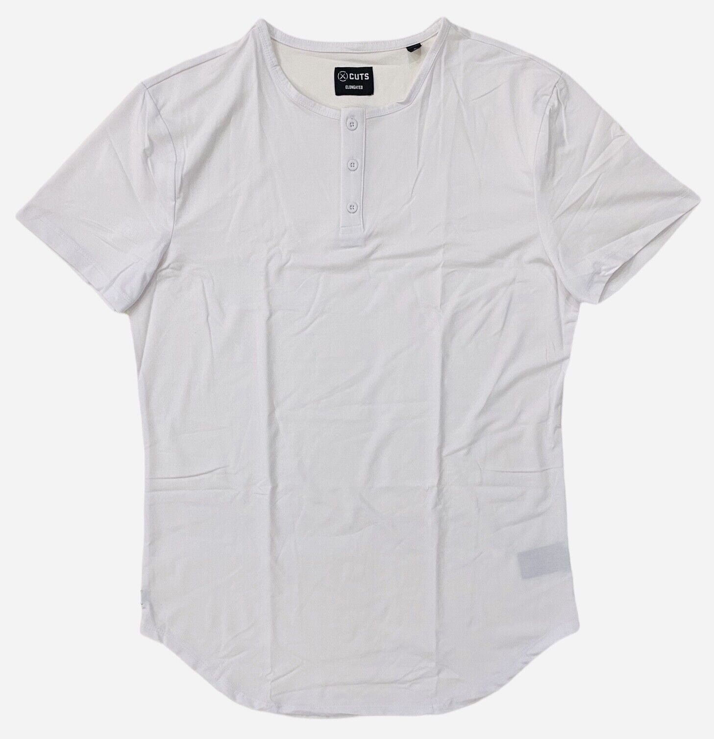 Cuts Clothing Men's Elongated Hem Henley 4 Way Stretch Tee T-Shirt (XX ...