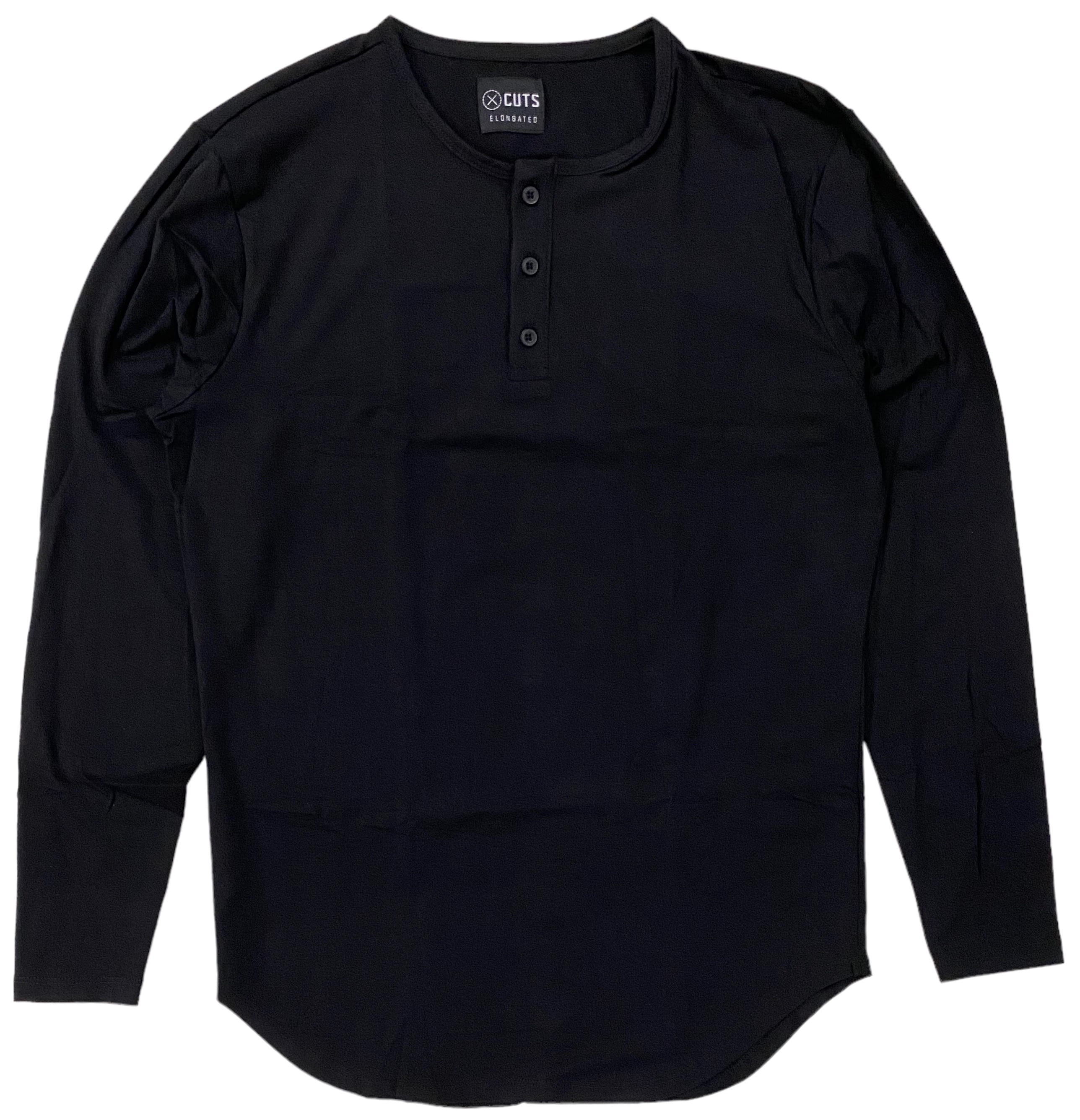 Cuts Clothing Men's Elongated Henley Long Sleeve Signature Slim Fit ...