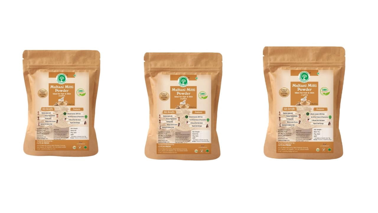 Cuts N Fresh 100 Natural Multani Mitti Powder for Exfoliating Skin and ...