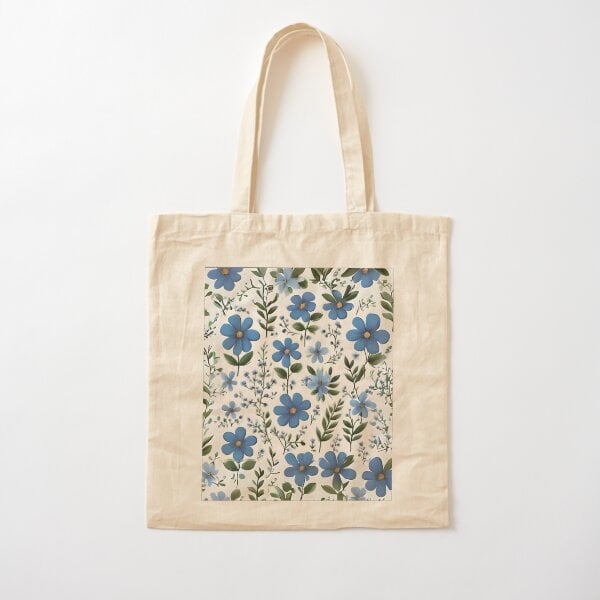 Cutt Little Blue Flowers S Pattern Canvas Tote Bags, Reusable Shopping ...