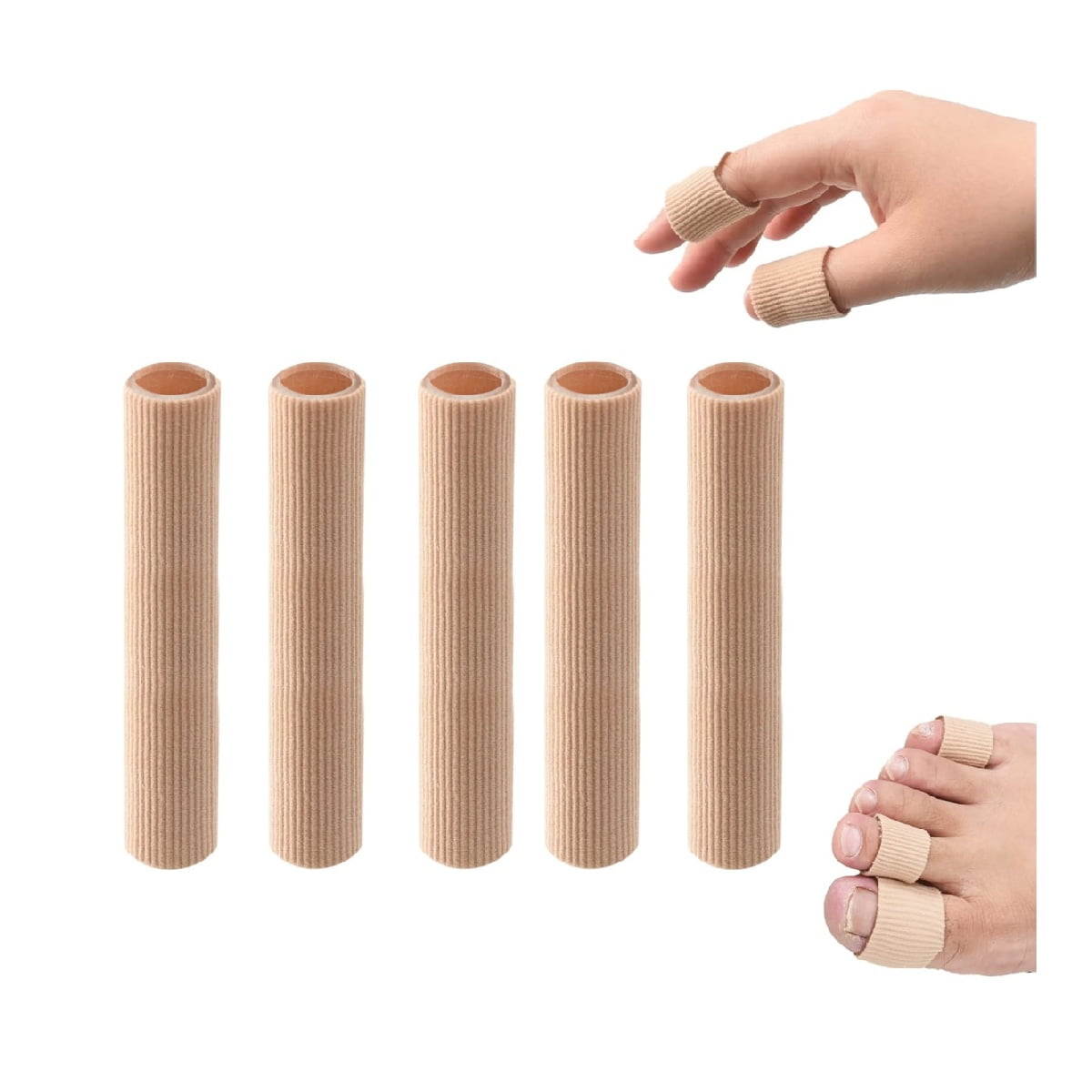 Cuttable Toe Tubes Sleeves,5.9x1In Elastic Fabric Lined Sleeves with ...