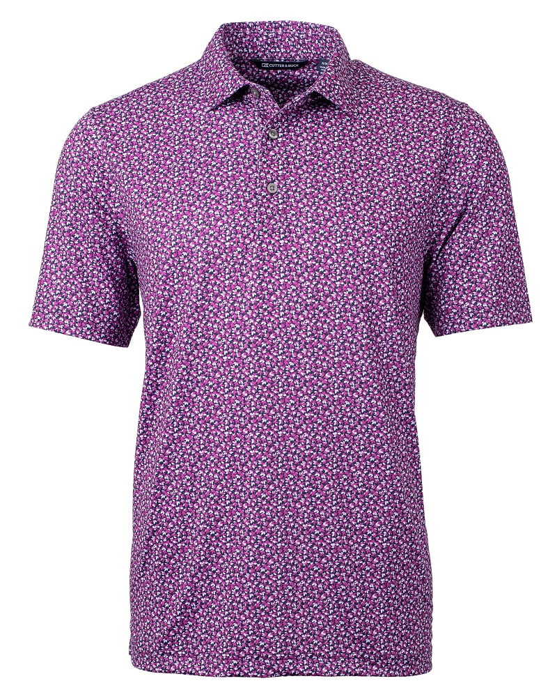 Cutter & Buck Golf Pike Magnolia Print Polo Gelato/Navy Medium ...