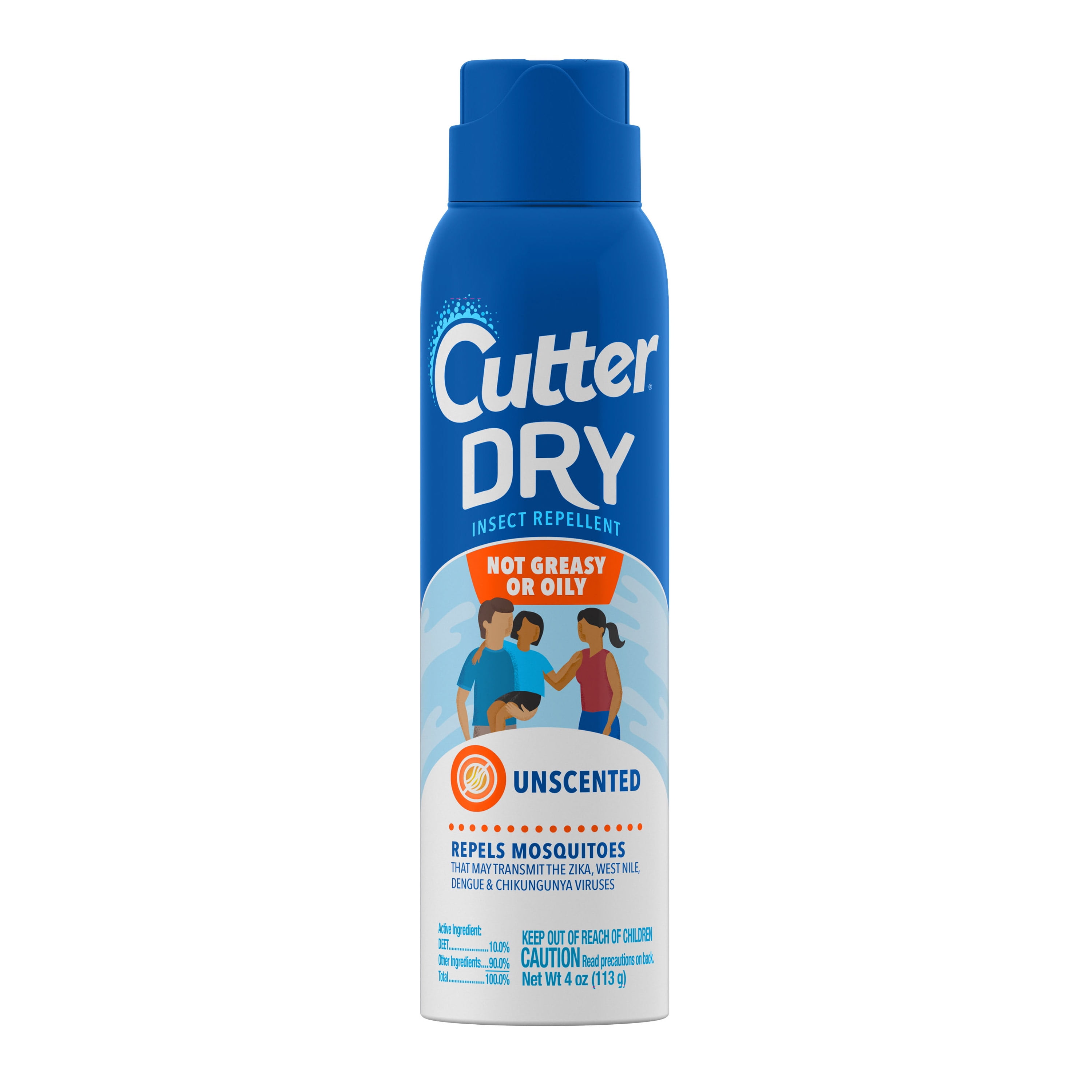 Cutter Dry Insect Repellent, Unscented Aerosol, 4oz - Mosquito ...