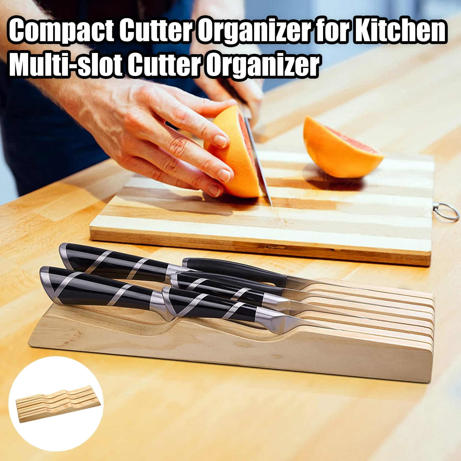 Cutter Holder Versatile Wooden Drawer Cutter Organizer Space-saving ...