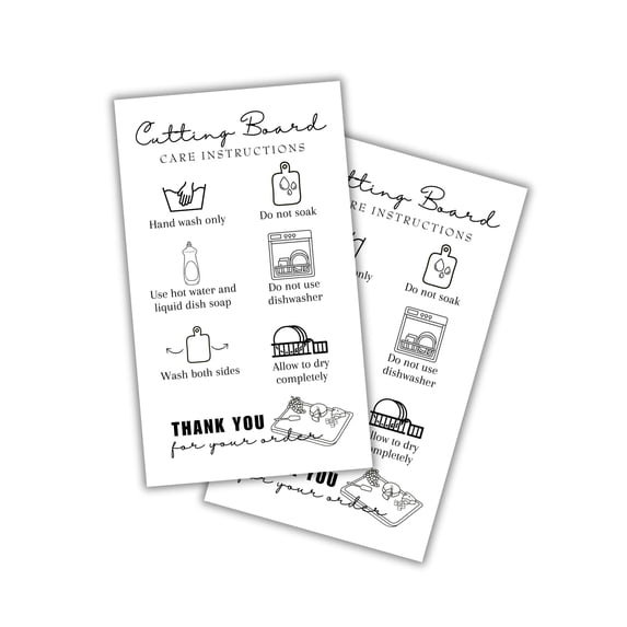 Cutting Board Care Cards Instruction Wood Charcuterie Handmade 50pk 2x3 ...