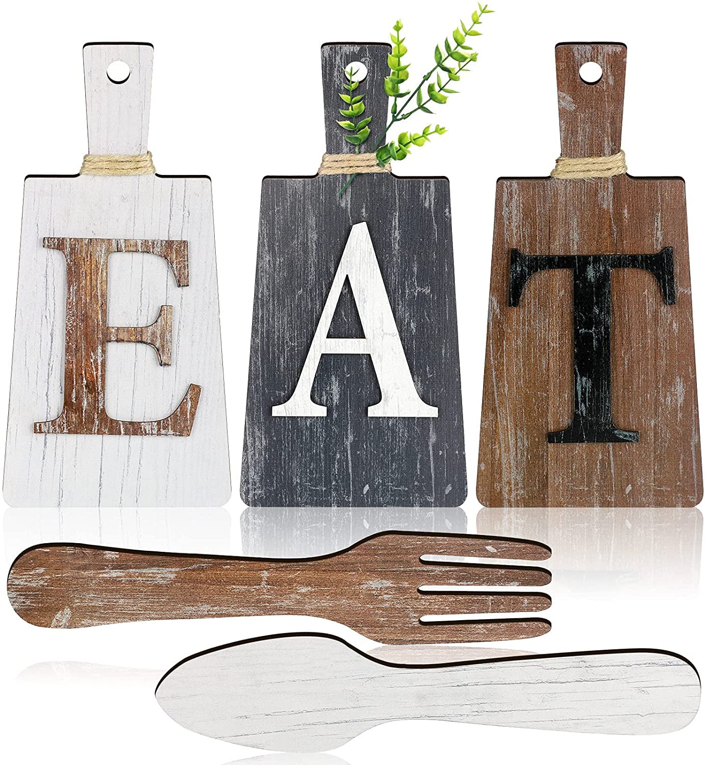 Cutting Board Eat Sign Set Hanging Art Kitchen Eat Sign Fork and Spoon ...