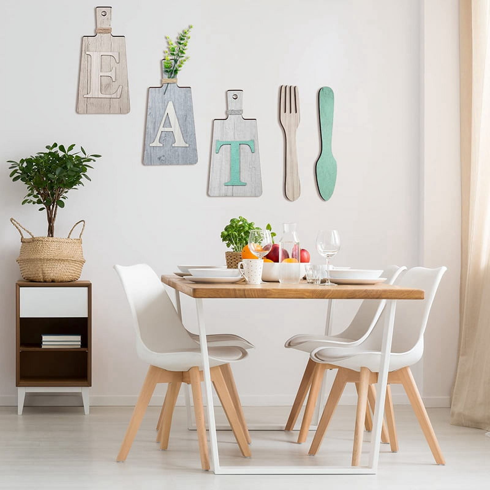 Cutting Board Eat Sign Set Hanging Art Kitchen Eat Sign Fork and Spoon ...