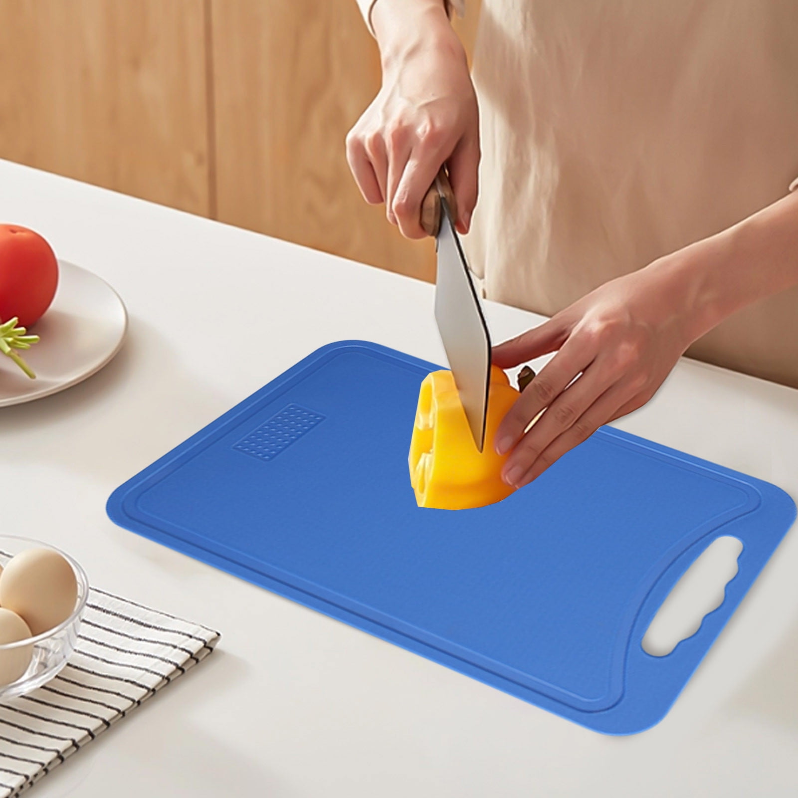 Cutting Board Kitchen Tool - Plastic, Non-Slip Base, Hanging Handle ...
