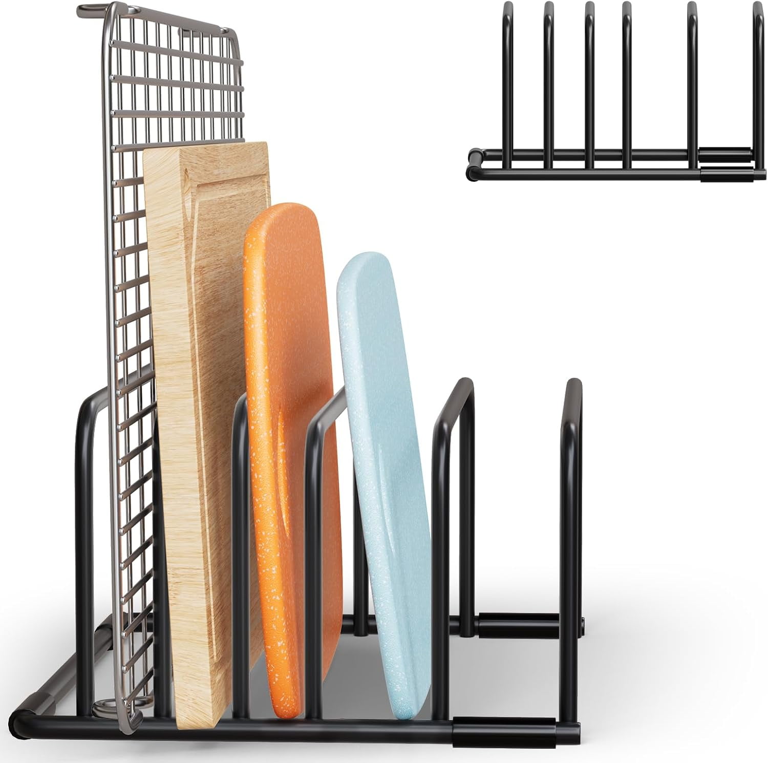 Cutting Board Organizer, 5-Slot Steel Kitchen Rack for Cutting Boards ...