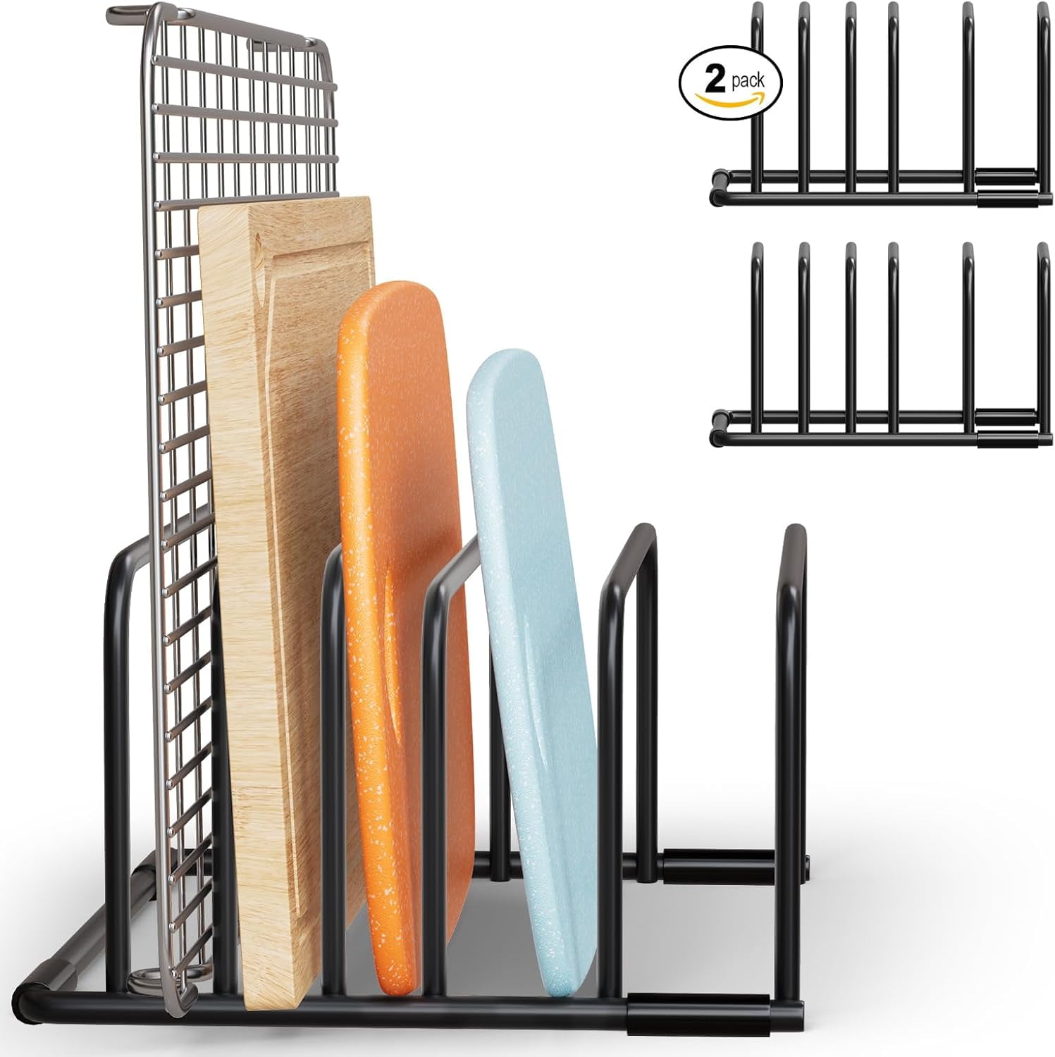 Cutting Board Organizer, 5-Slot Steel Kitchen Rack for Cutting Boards ...