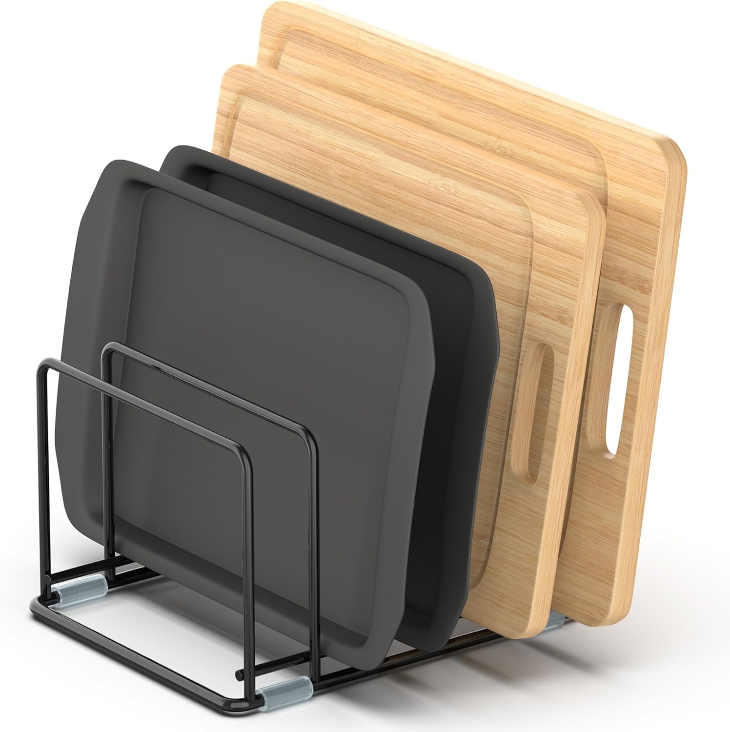 Cutting Board Organizer, Kitchen Cabinet Organizer, Divided Rack with 5 ...