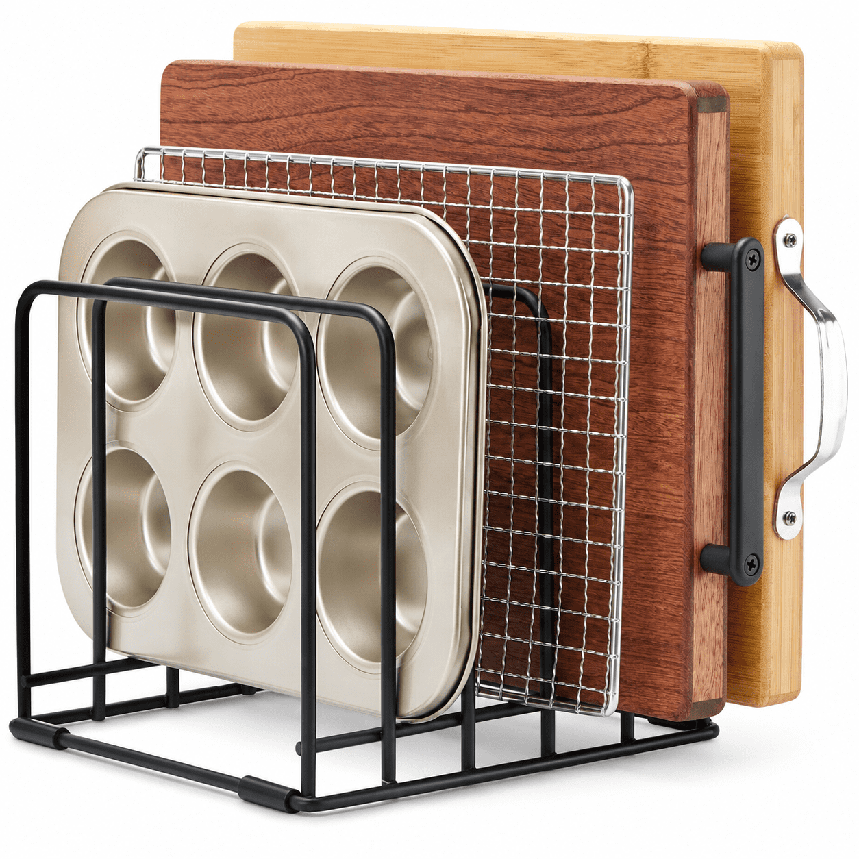 Cutting Board Organizer, Kitchen Cabinet Organizer, Divided Rack with 5 ...