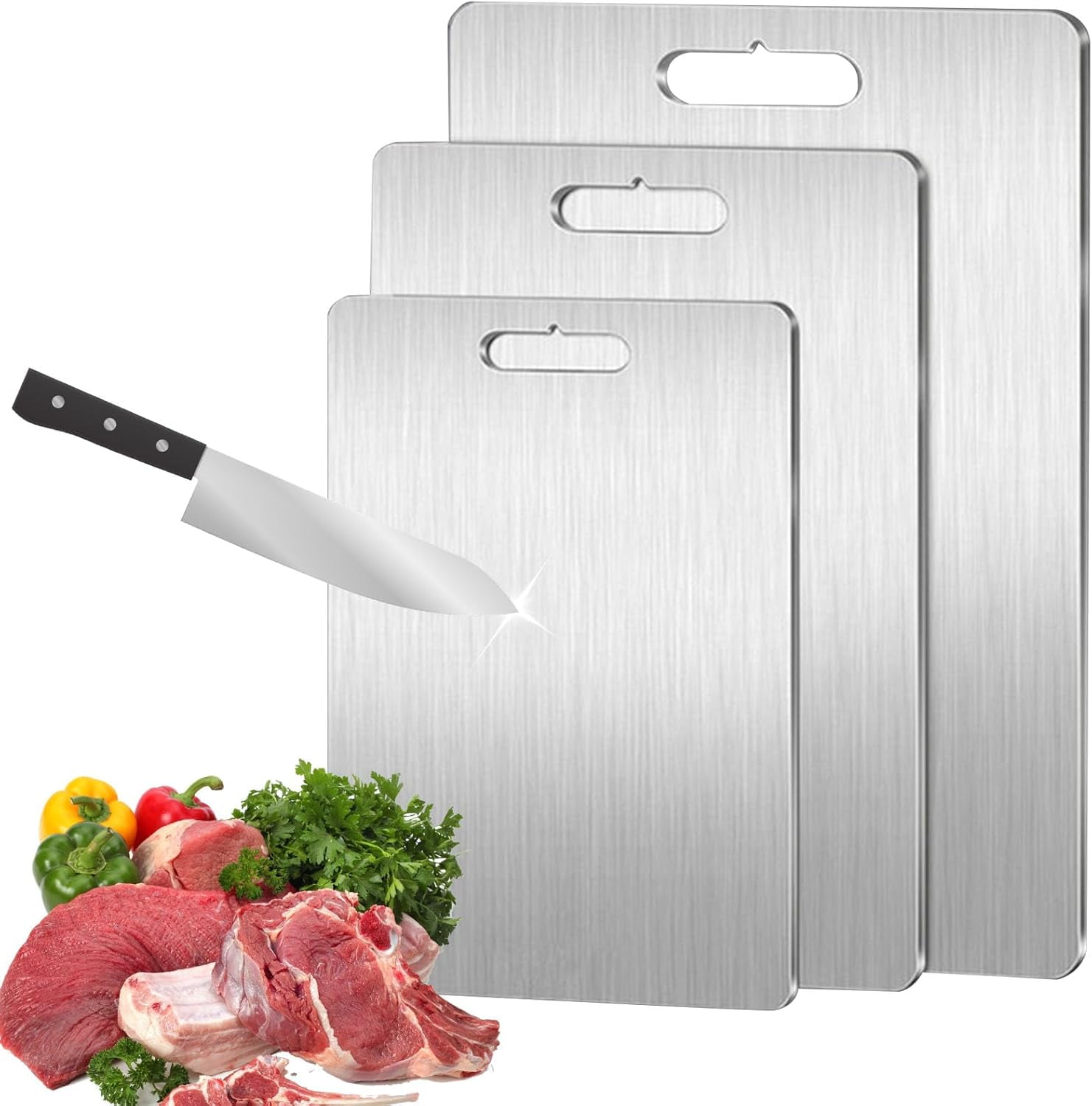 Cutting Board Set of 3, 100% Pure Titanium Cutting Boards for Kitchen ...
