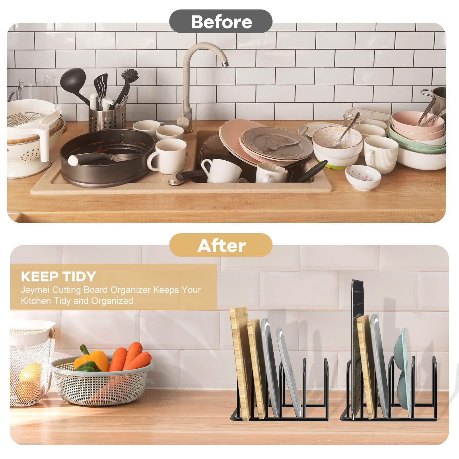 Cutting Board Storage Rack - Heavy Duty Kitchen Organizer for Chopping ...