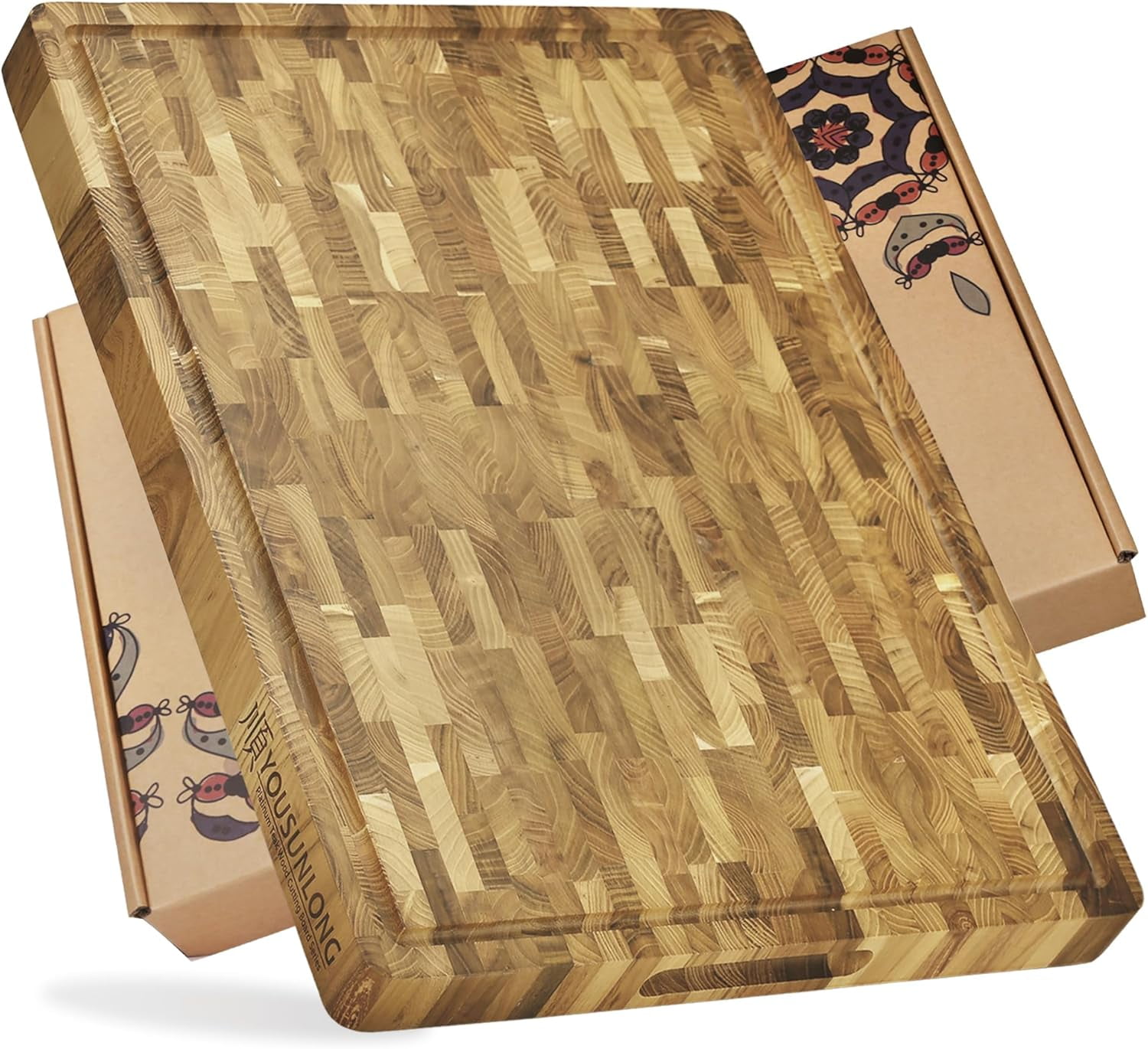 Cutting Board XXL Large End Grain Acacia Wood Mixed With Oak - 24x18x1 ...