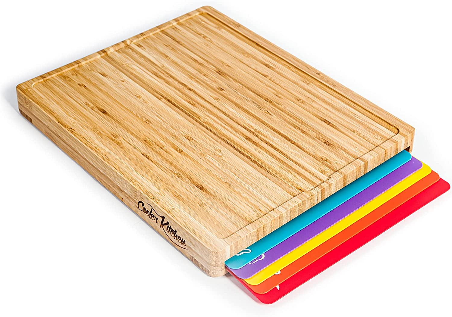 Cutting Boards for Kitchen – Bamboo Cutting Board Set with 6 Color ...