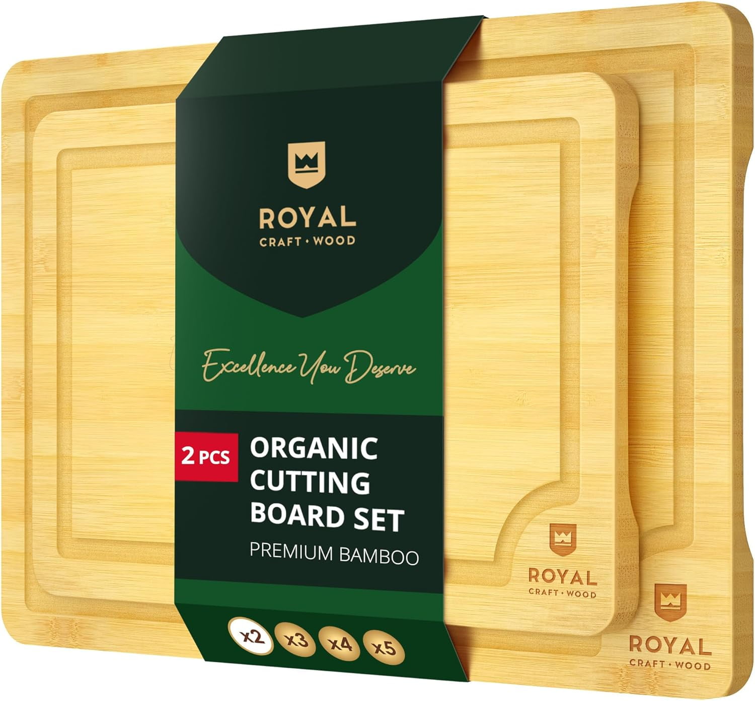 Cutting Boards for Kitchen Meal Prep & Serving - Bamboo Wood Cutting ...