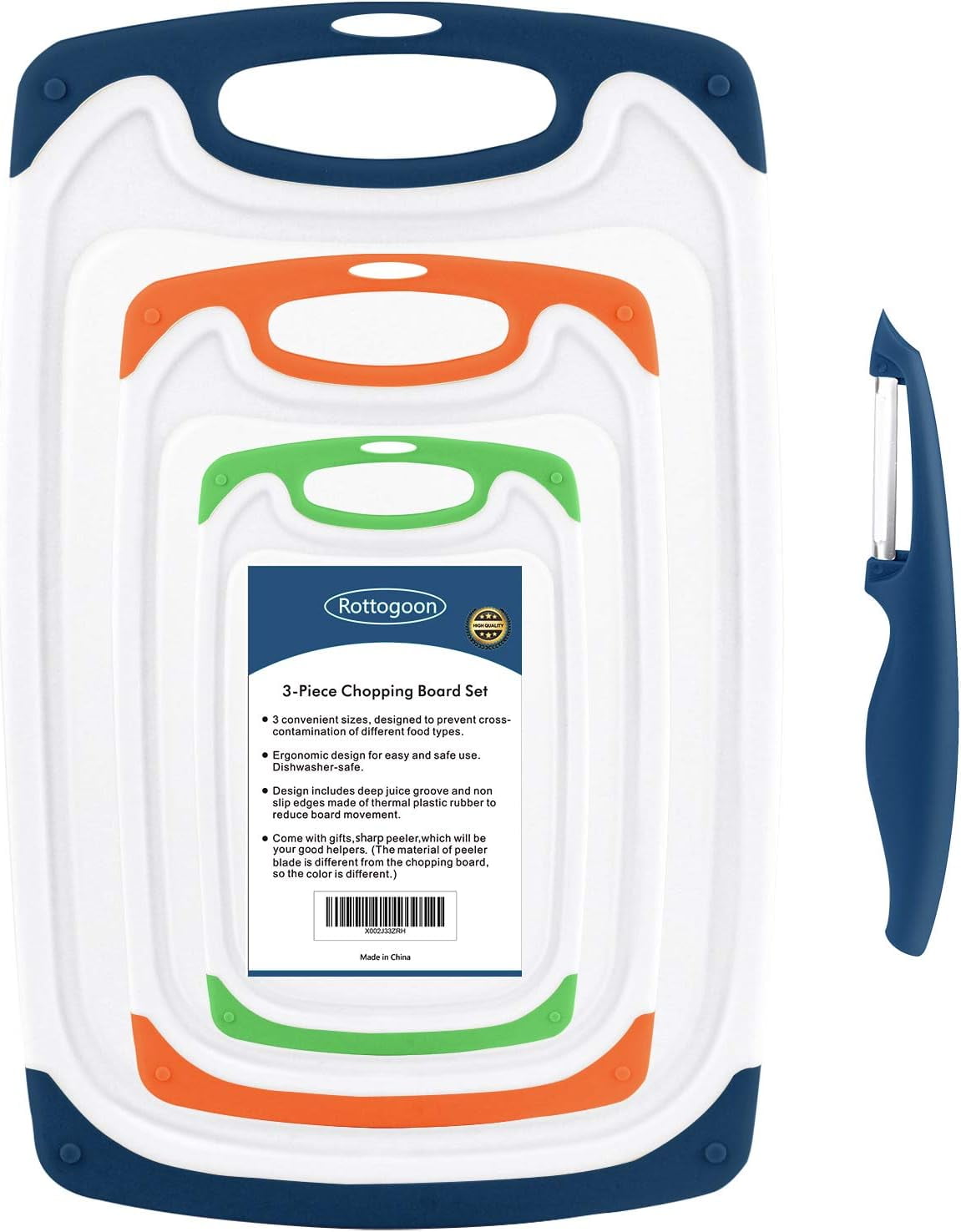 Cutting Boards for Kitchen, Plastic Chopping Board Set of 4 with Non ...