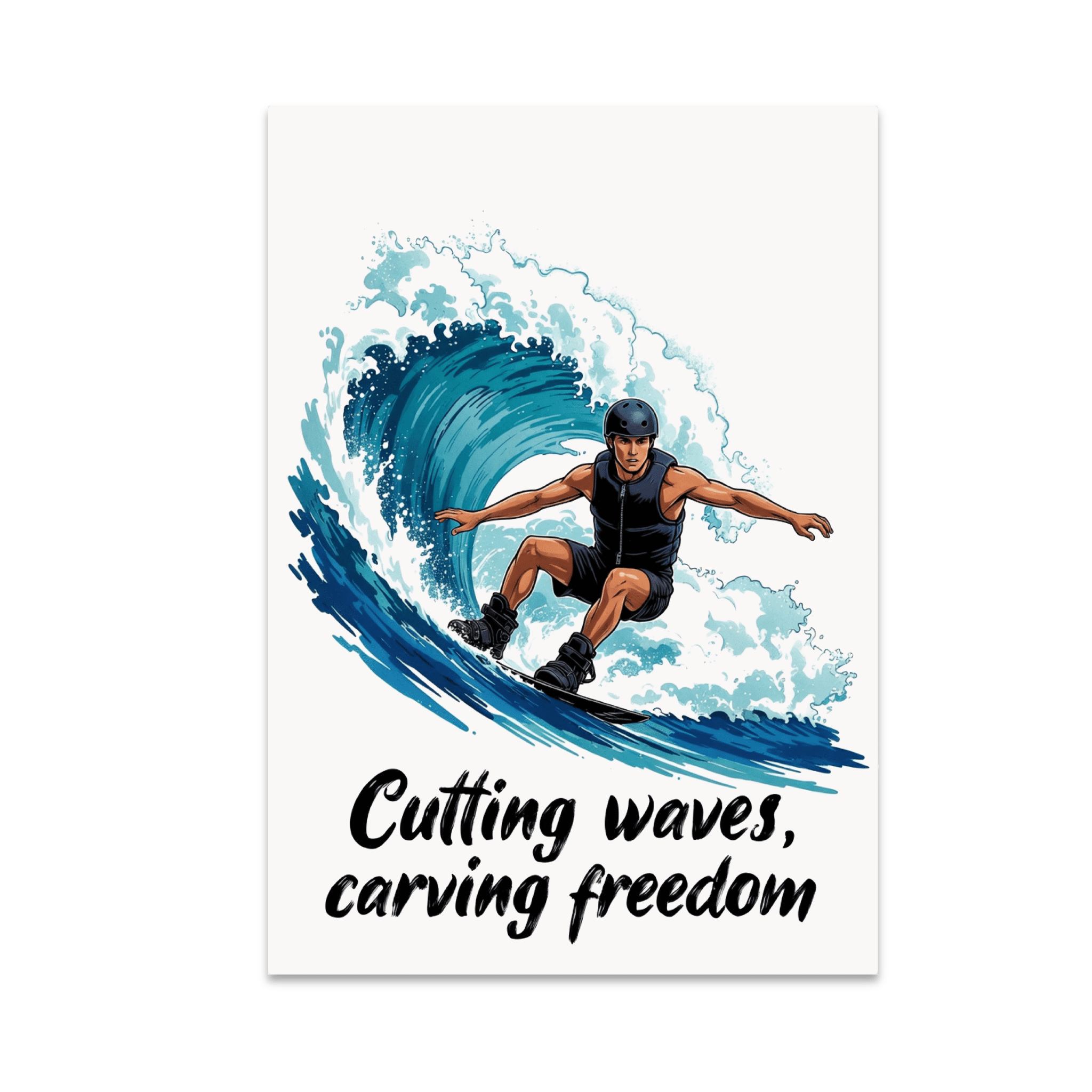 Cutting Waves Carving Freedom - Wakeboarding Enthusiast - 13x19 Poster ...