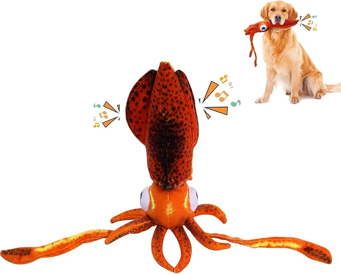 Cuttlefish Plush Dog Toy, Squeaky Dog Toys for Large Dogs, Cute ...